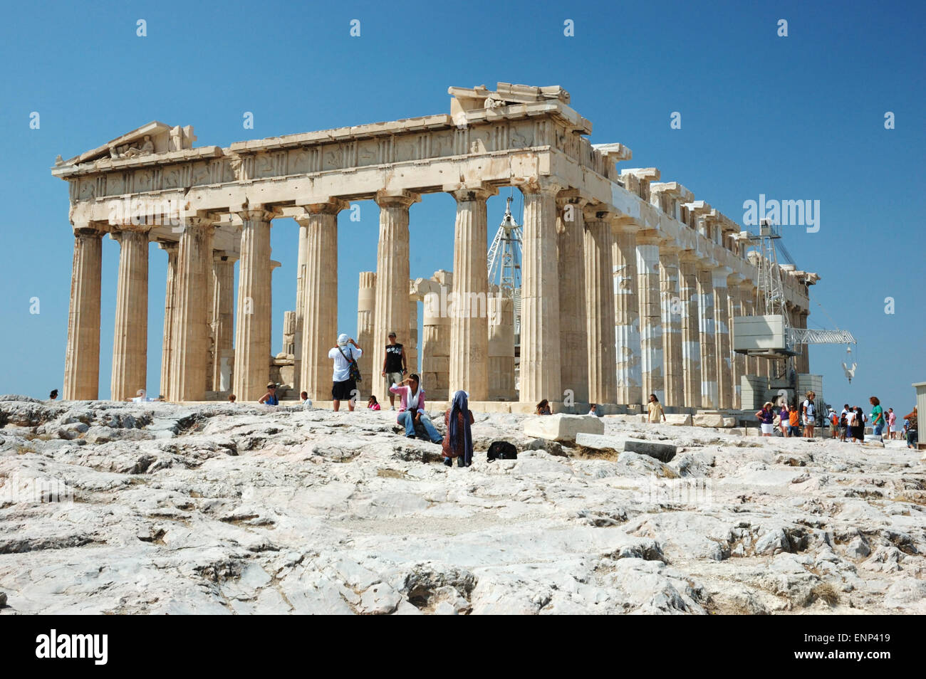 ATHENS,GREECE - AUGUST 20: Tourists visiting the Acropolis - Parthenon temple,most popular ...