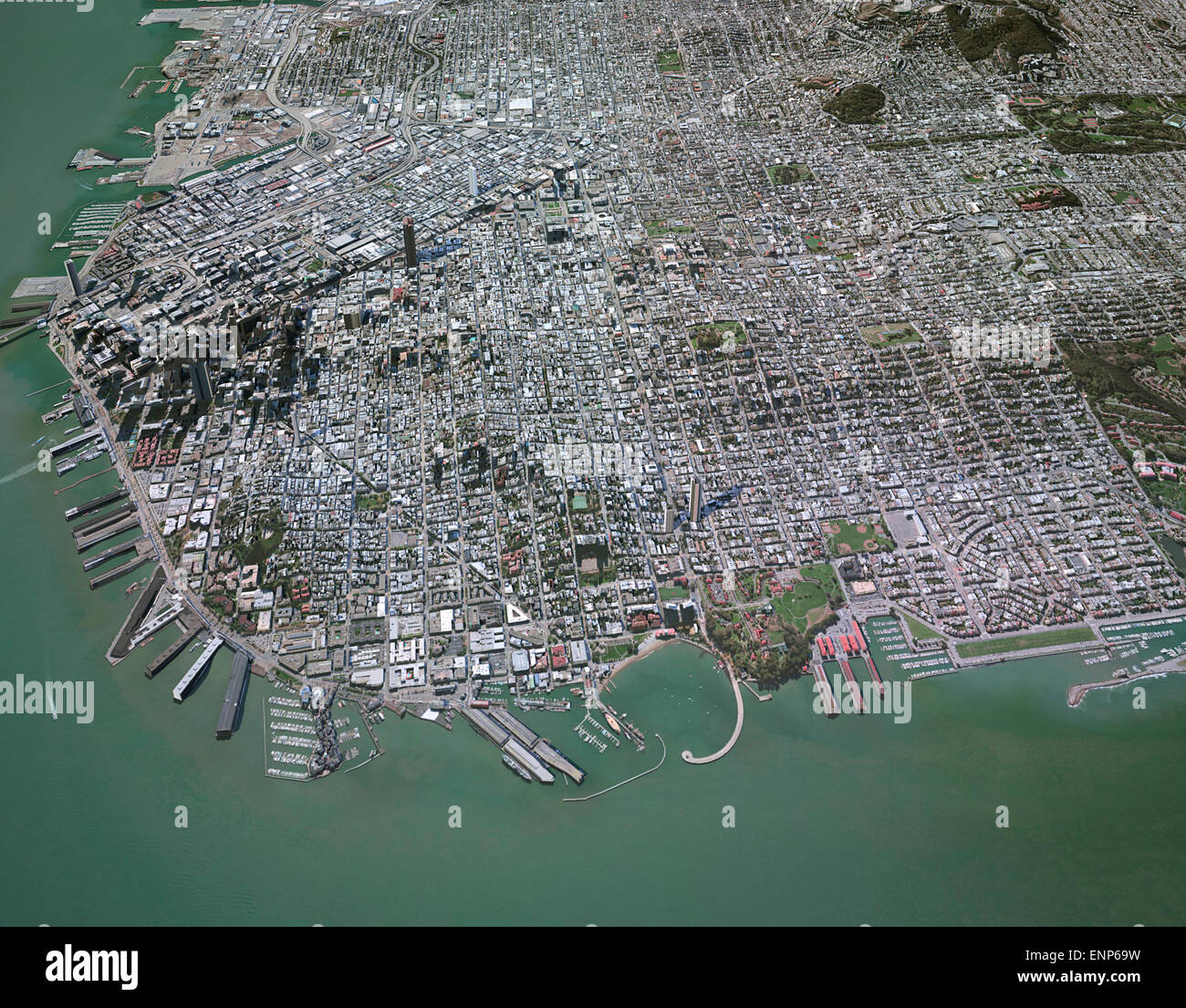 San Francisco map, satellite view. Element of this images are furnished ...