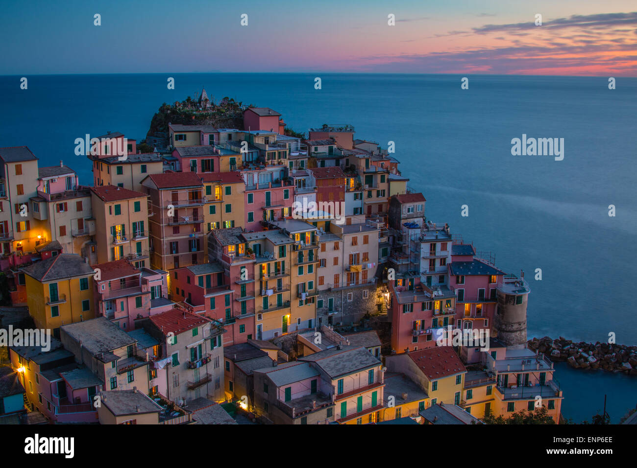 Manarola at sunset Stock Photo - Alamy