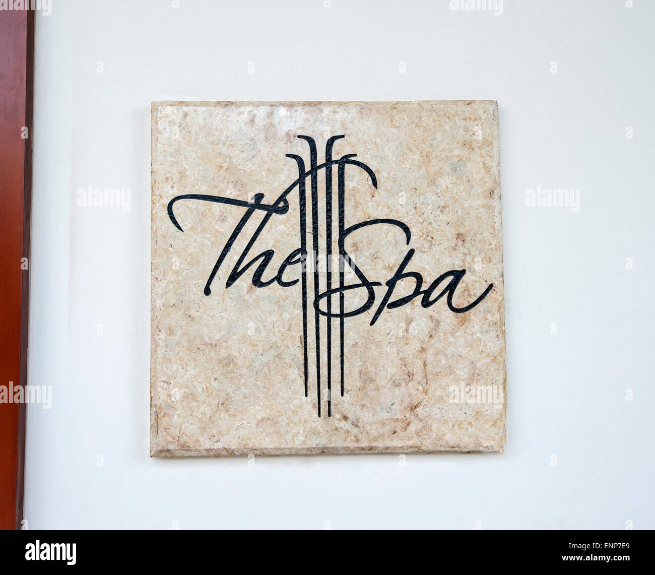 Health spa sign notice in ornate writing on a white wall Stock Photo ...