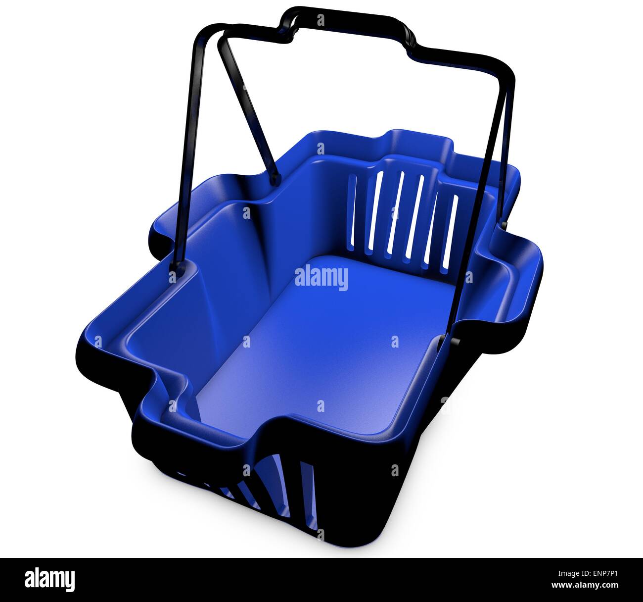 Plastic blue shopping basket isolated on white background Stock Photo ...