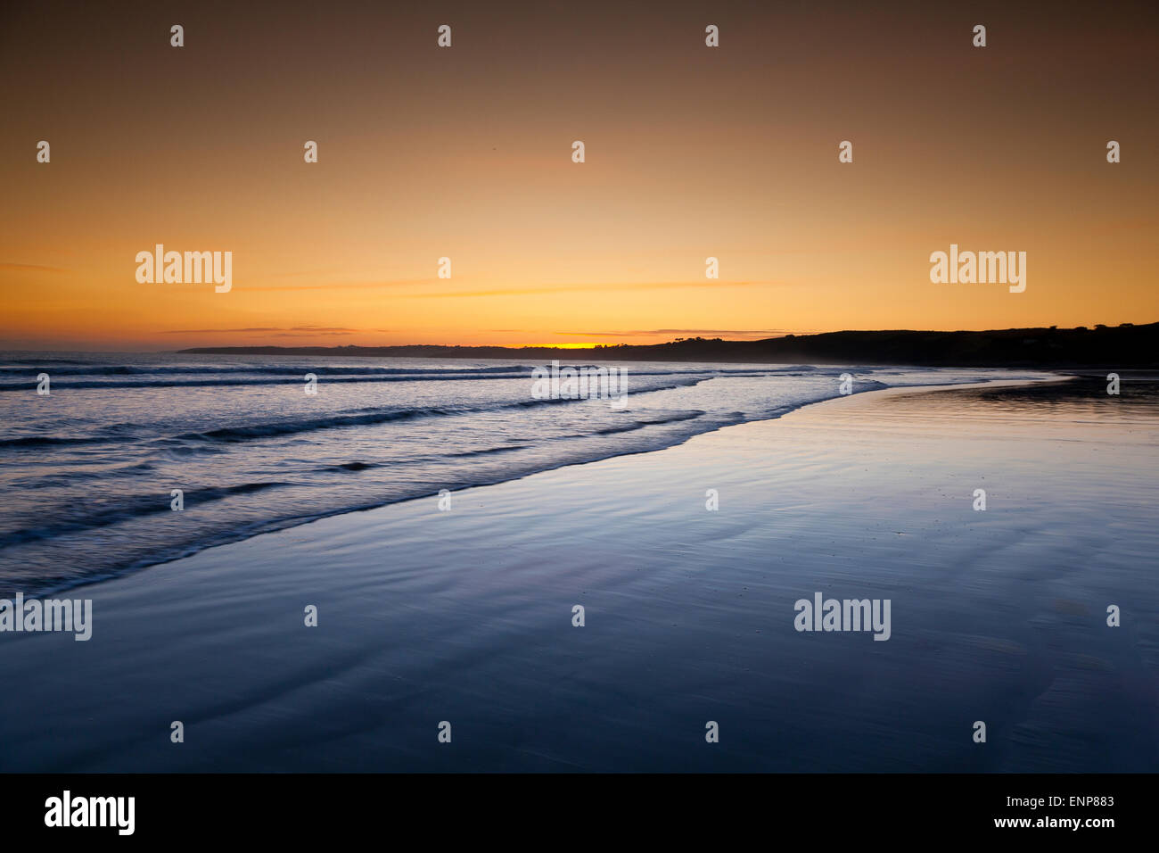 Sunset At Carne Beach,The Roseland, Cornwall,South West,UK Stock Photo ...