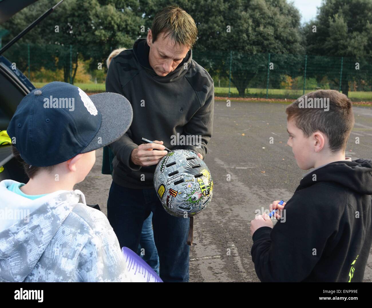 Pro skateboarder Tony Hawk puts on an exhibition of his skills at Bushy ...