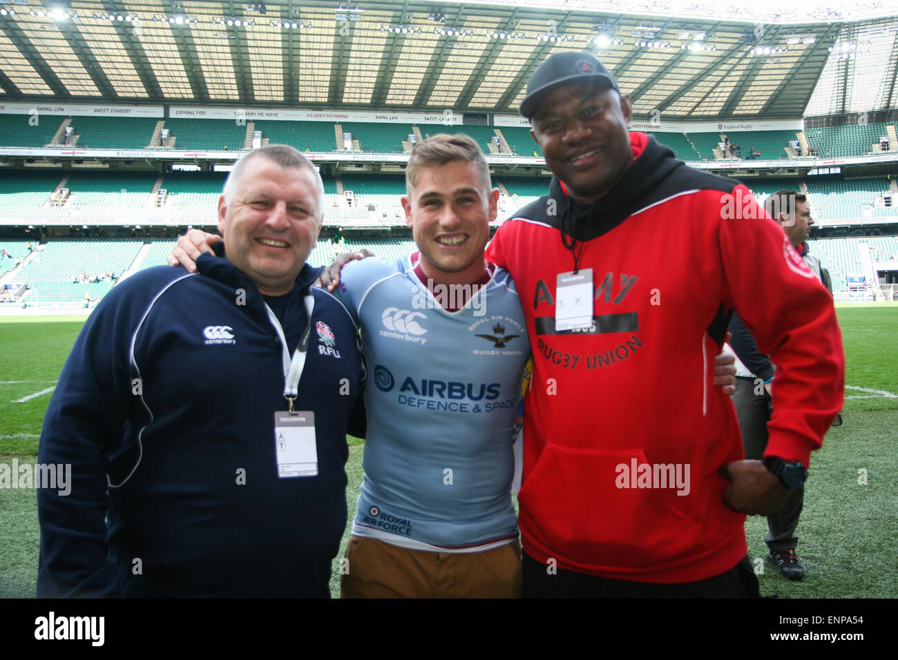 London, UK. 09th May 2015. John Voss (RFU), Cpl Toby Mann (Royal ...