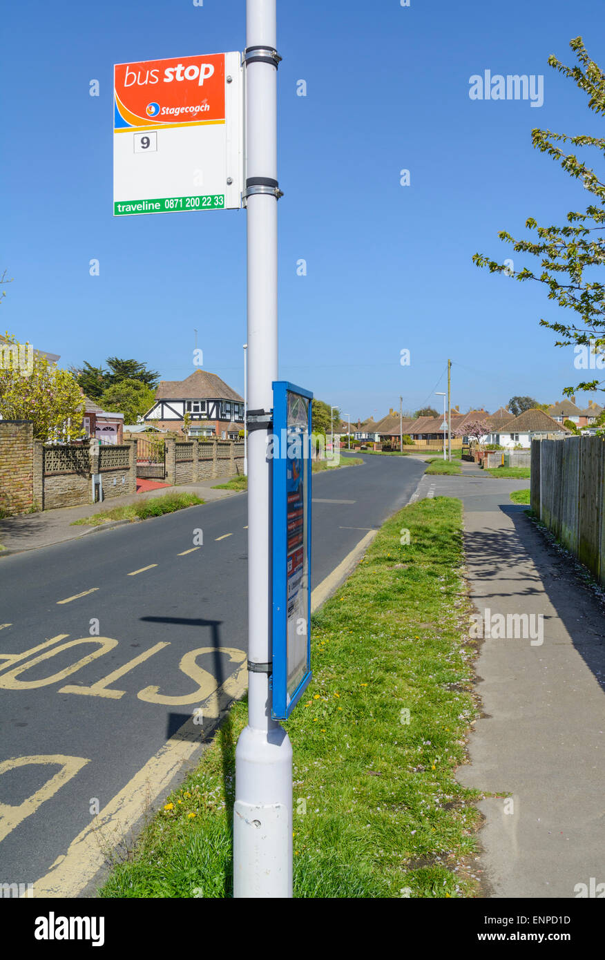 Stagecoach bus stop in a small town in Southern England, UK Stock Photo ...