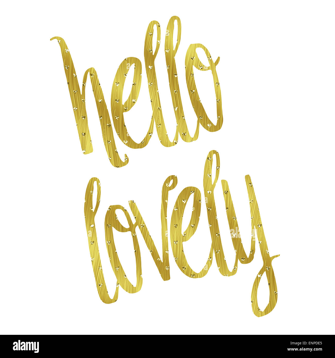 Hello Lovely Gold Faux Foil Metallic Glitter Inspirational Quote ...