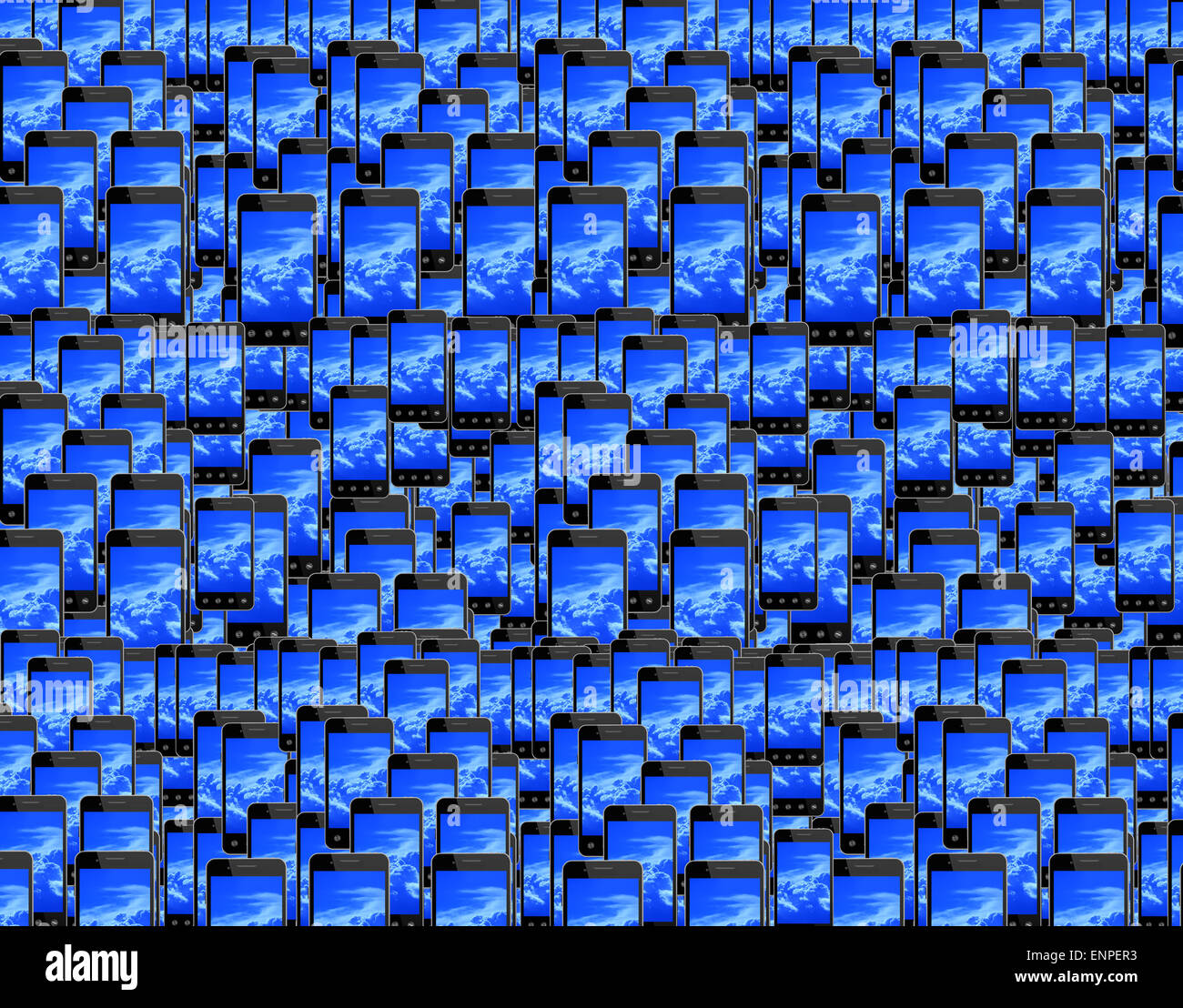 many smart-phones with image of blue sky Stock Photo - Alamy