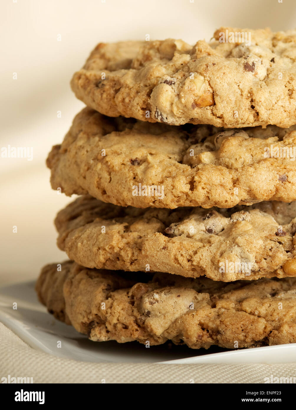 Stack of four chocolate chip cookies Stock Photo - Alamy