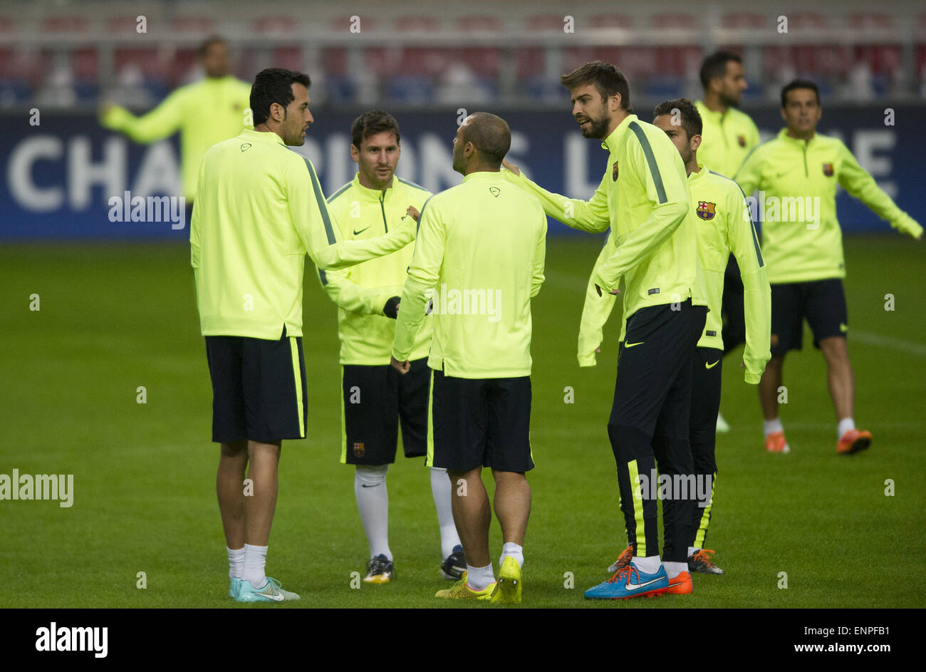Barcelona football team training in the Amsterdam ArenA ahead of their ...