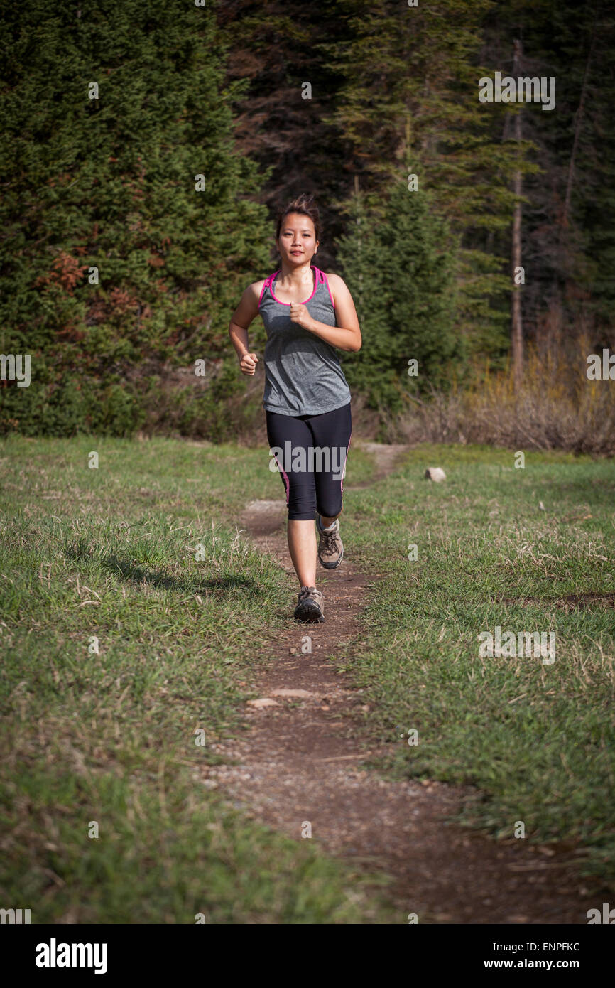 Woman running outdoors brunette trail running woman, female, run ...