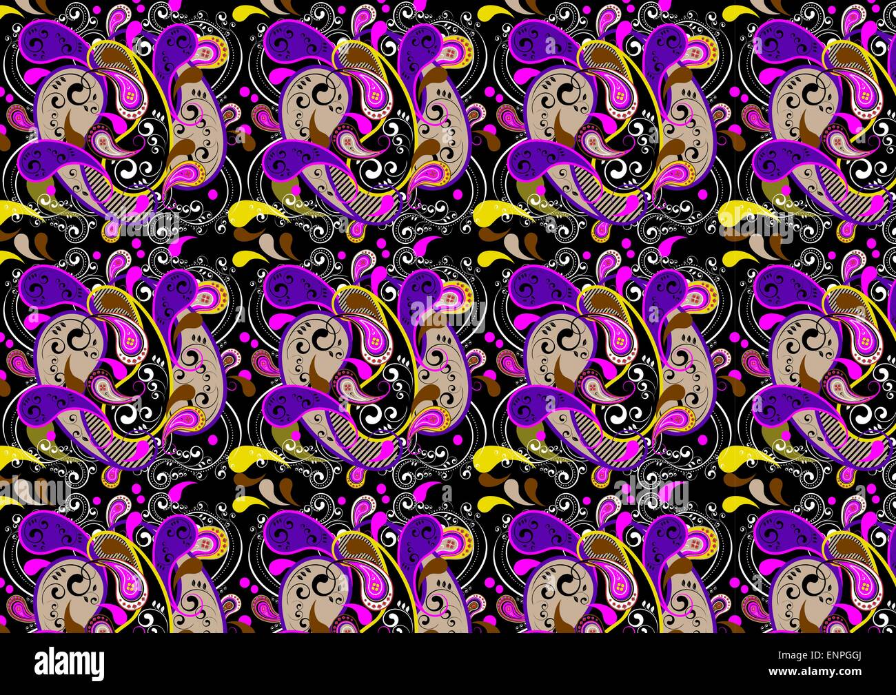 Motley seamless background with purple paisley patterns Stock Vector ...