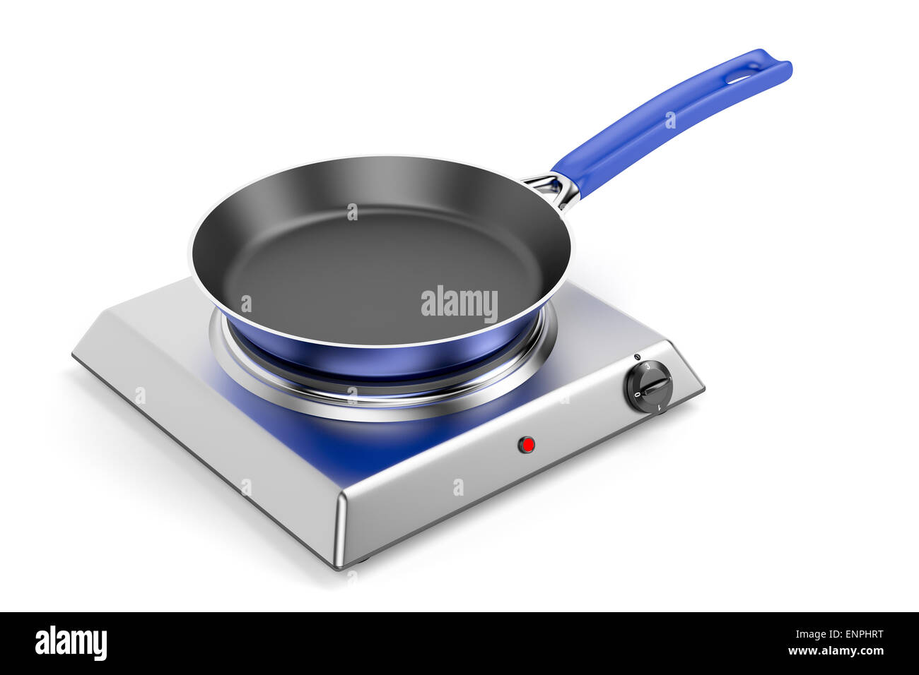 Silver hot plate and frypan on white background Stock Photo - Alamy
