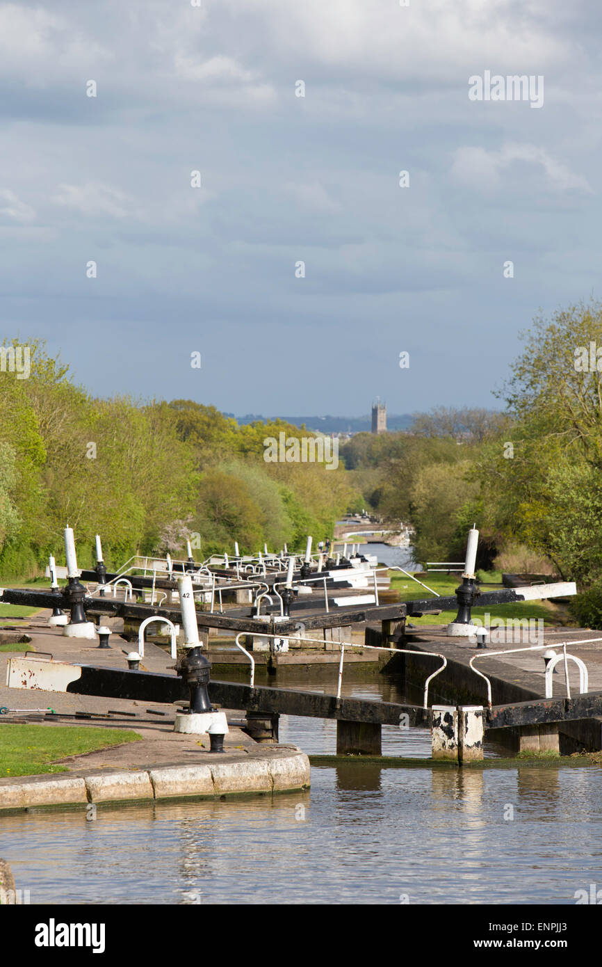 Hatton Locks on the Grand Union Canal looking towards Warwick ...