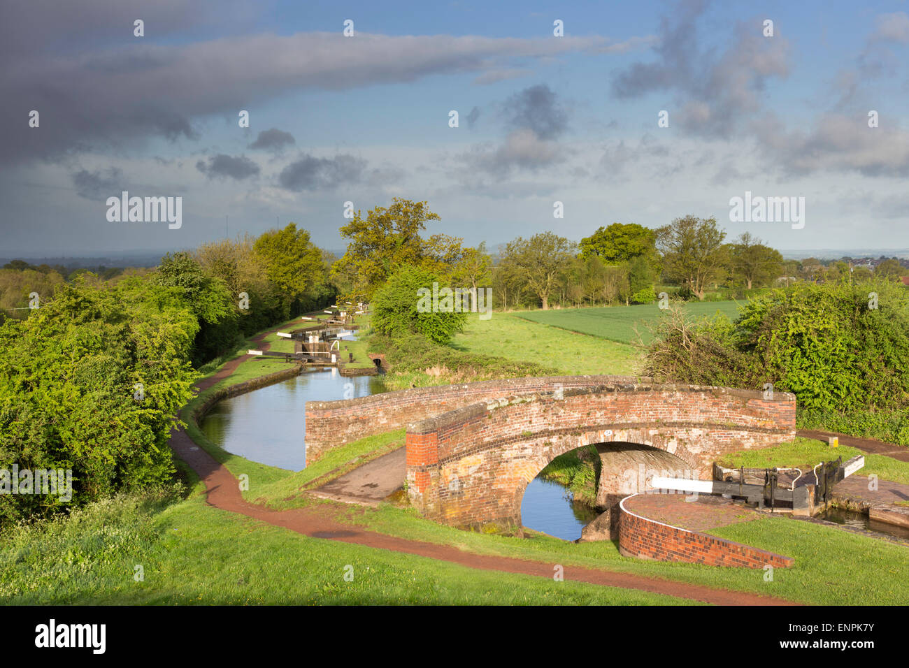 Tardebigge locks on the "Worcester and Birmingham Canal" in springtime ...