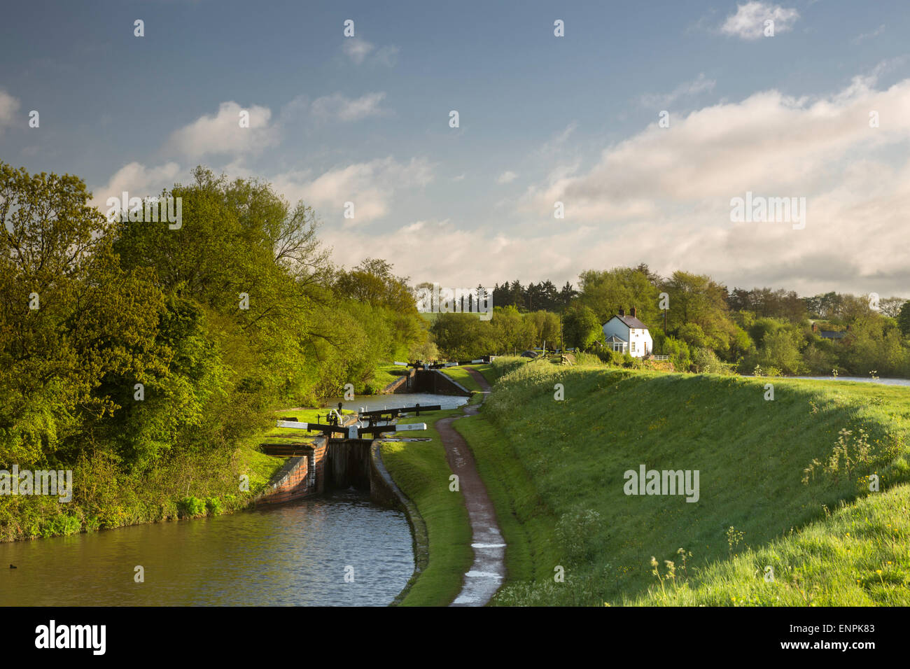 Tardebigge locks on the Worcester and Birmingham Canal in springtime ...