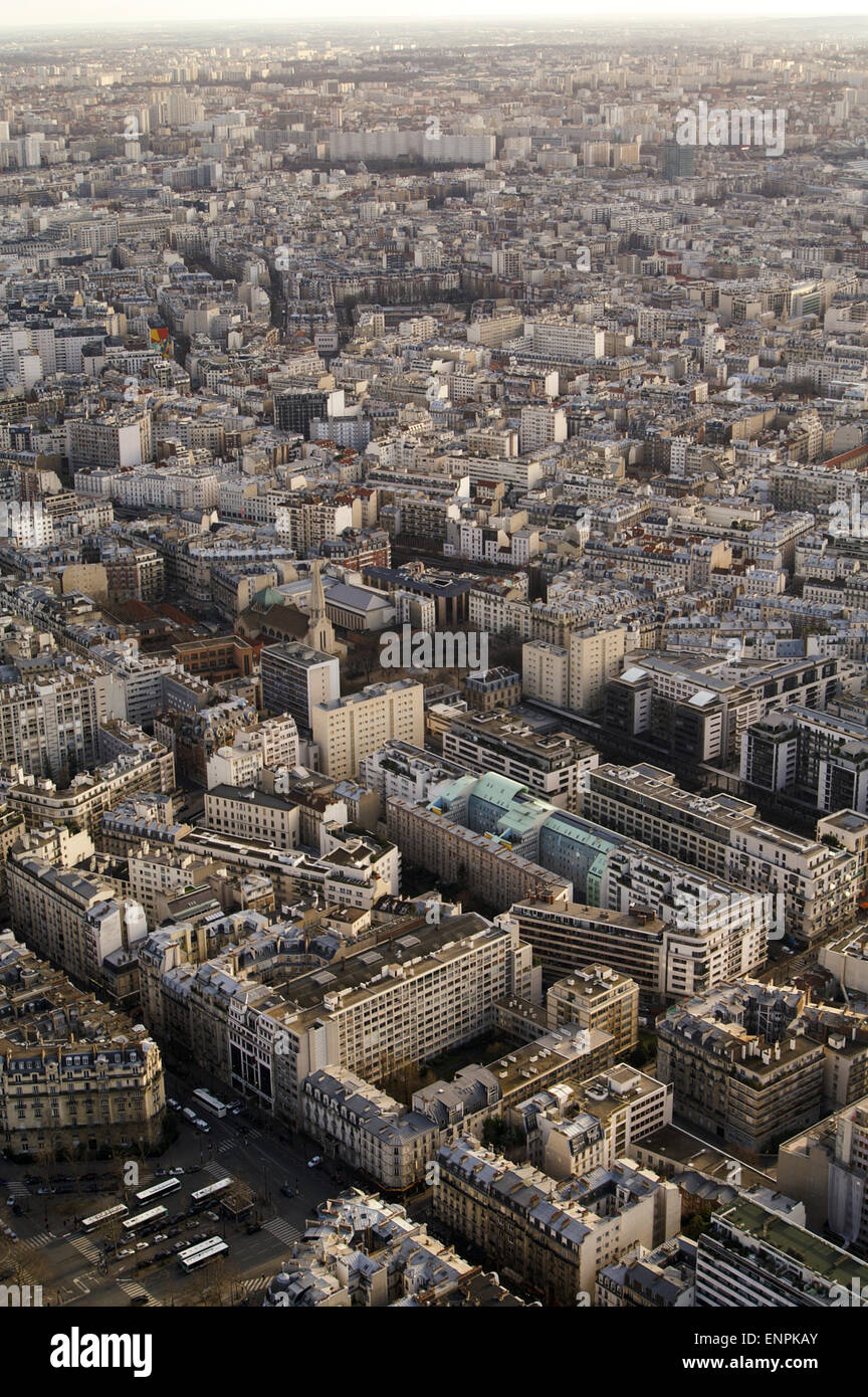 Ariel view of Paris from the Eiffel Tower, Paris, France Stock Photo ...