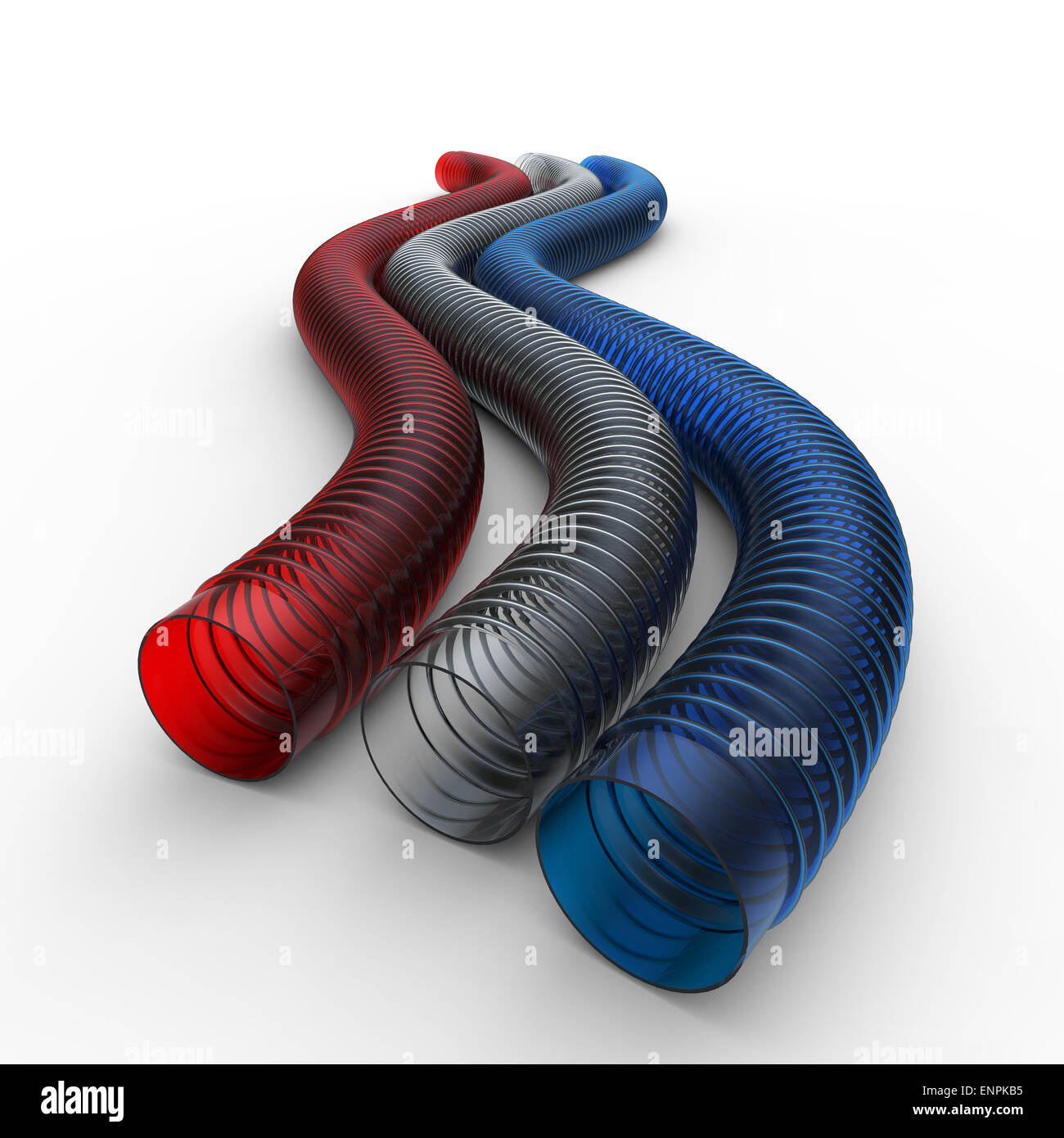 red white and blue transparent flexible corrugated plastic rubber hoses ...