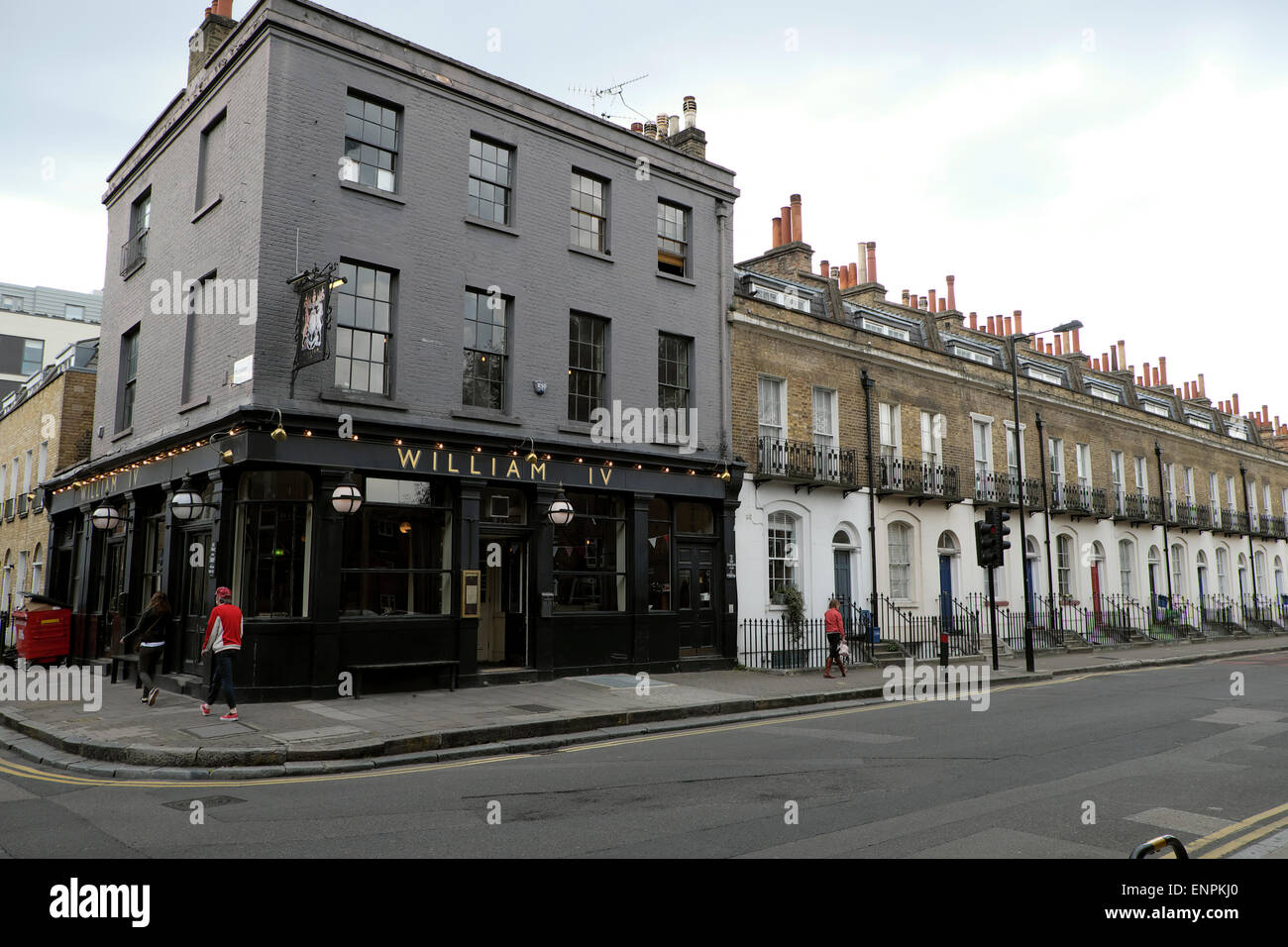 William IV pub and view of housing from the corner of Shepherdess Walk ...