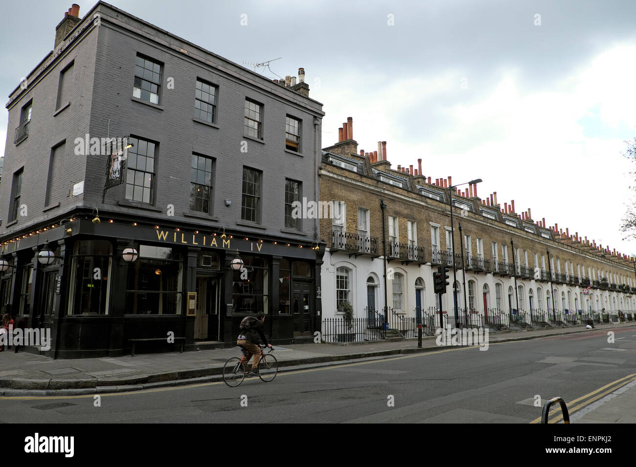 William IV pub and view of housing from the corner of Shepherdess Walk ...