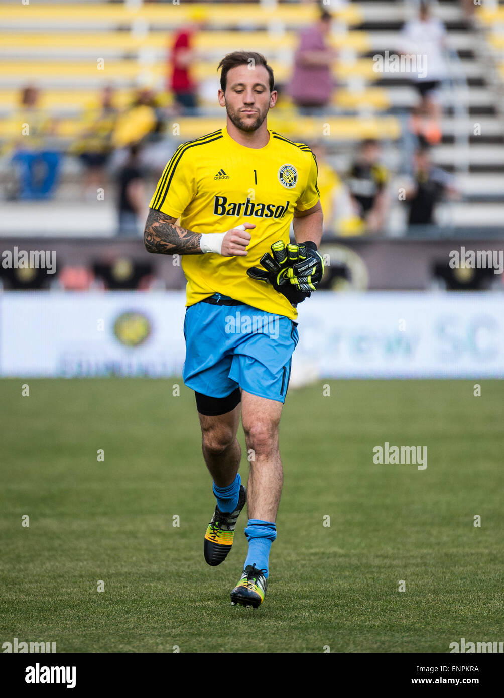 Columbus Crew goalkeeper Steve Clark (1) warms up during a regular ...