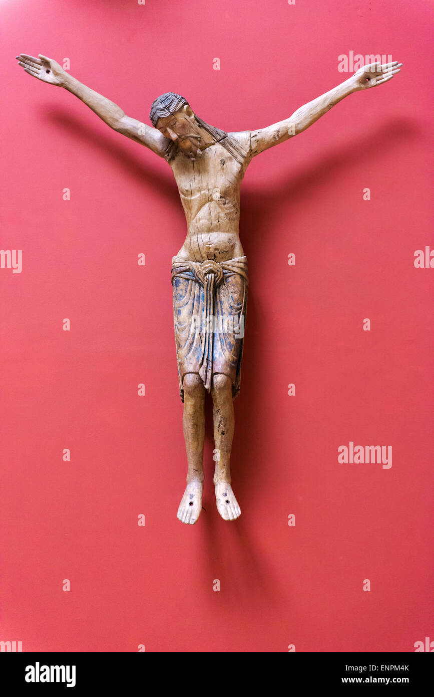 Medieval sculpture of Jesus Christ crucified in the National Museum of the Middle Ages Stock ...