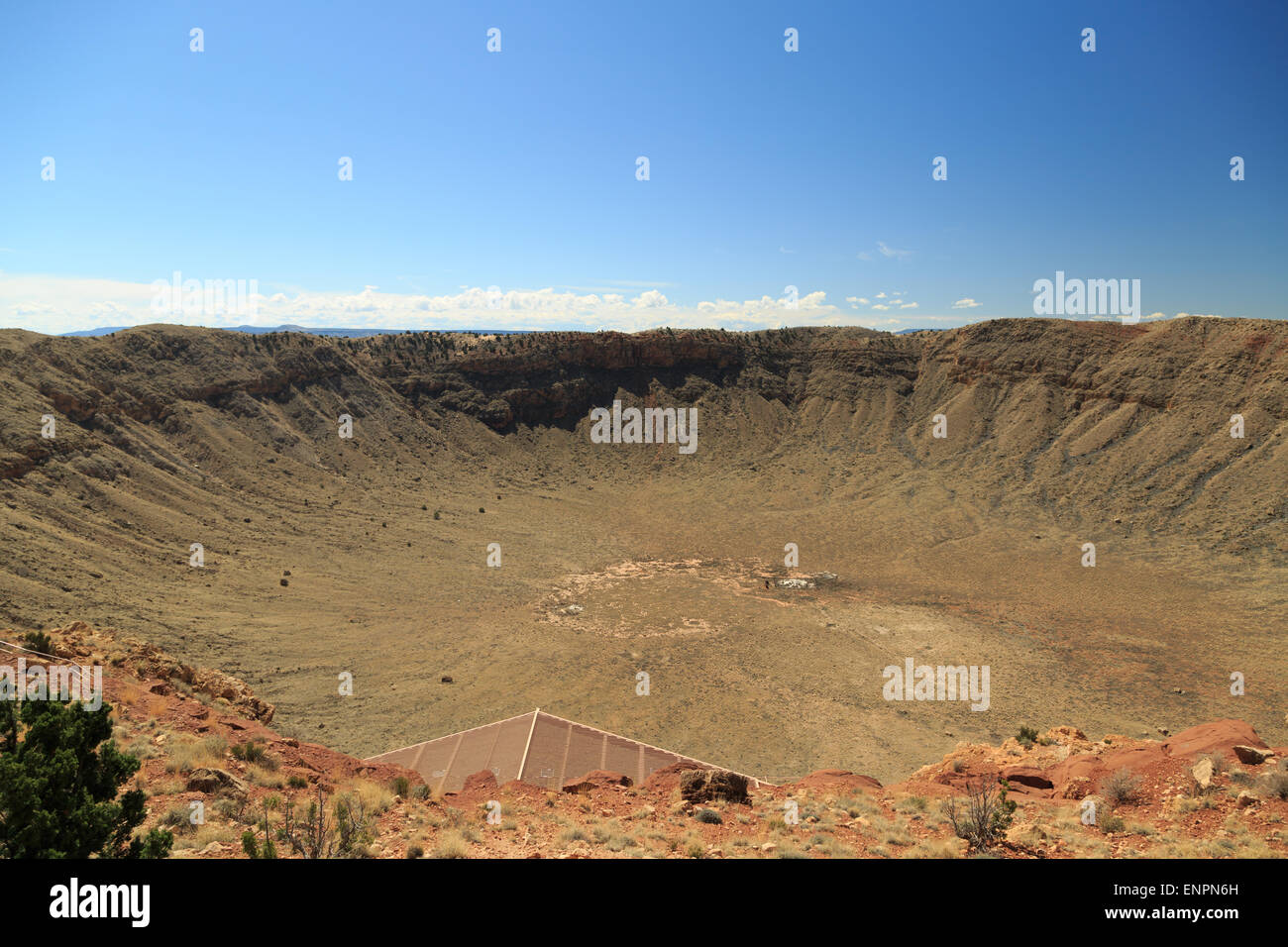 A photograph of the Meteor Crater near Flagstaff in Arizona. It is ...