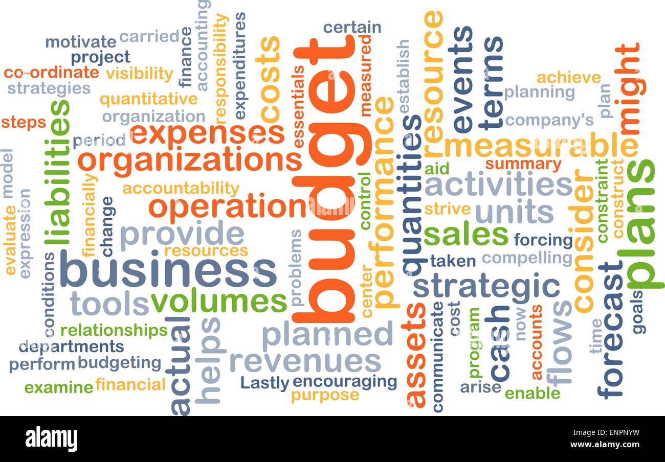 Background concept wordcloud illustration of budget Stock Photo - Alamy