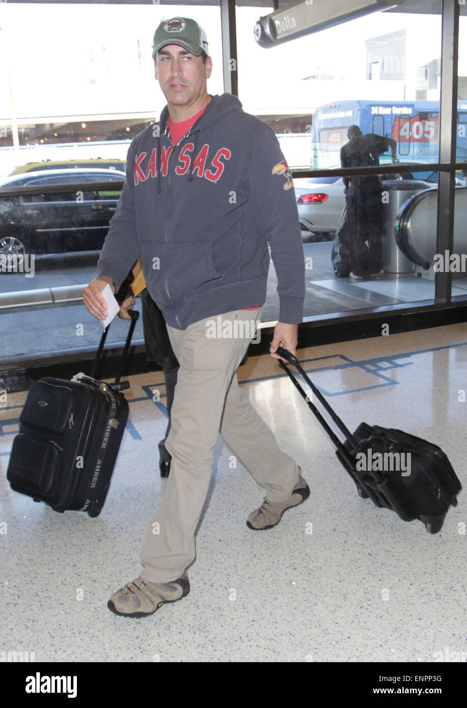 Rob Riggle departs Los Angeles International Airport (LAX) in Los ...