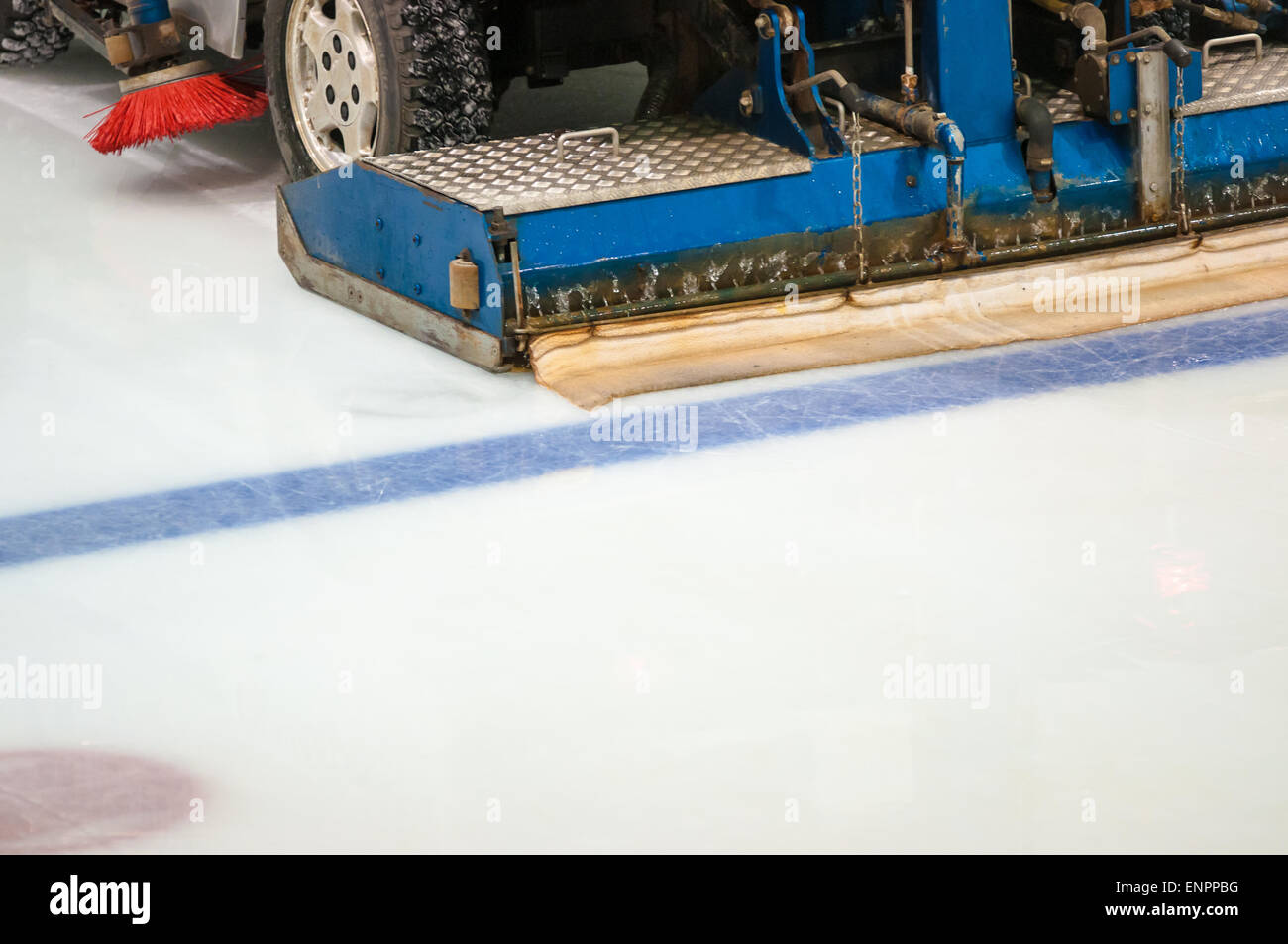 Machine for resurfacing ice on a hockey field Stock Photo - Alamy
