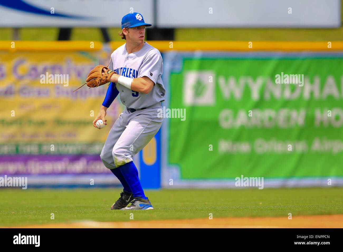 New Orleans Louisiana, USA. 9th May, 2015. UNO Infielder Sam Carriere ...