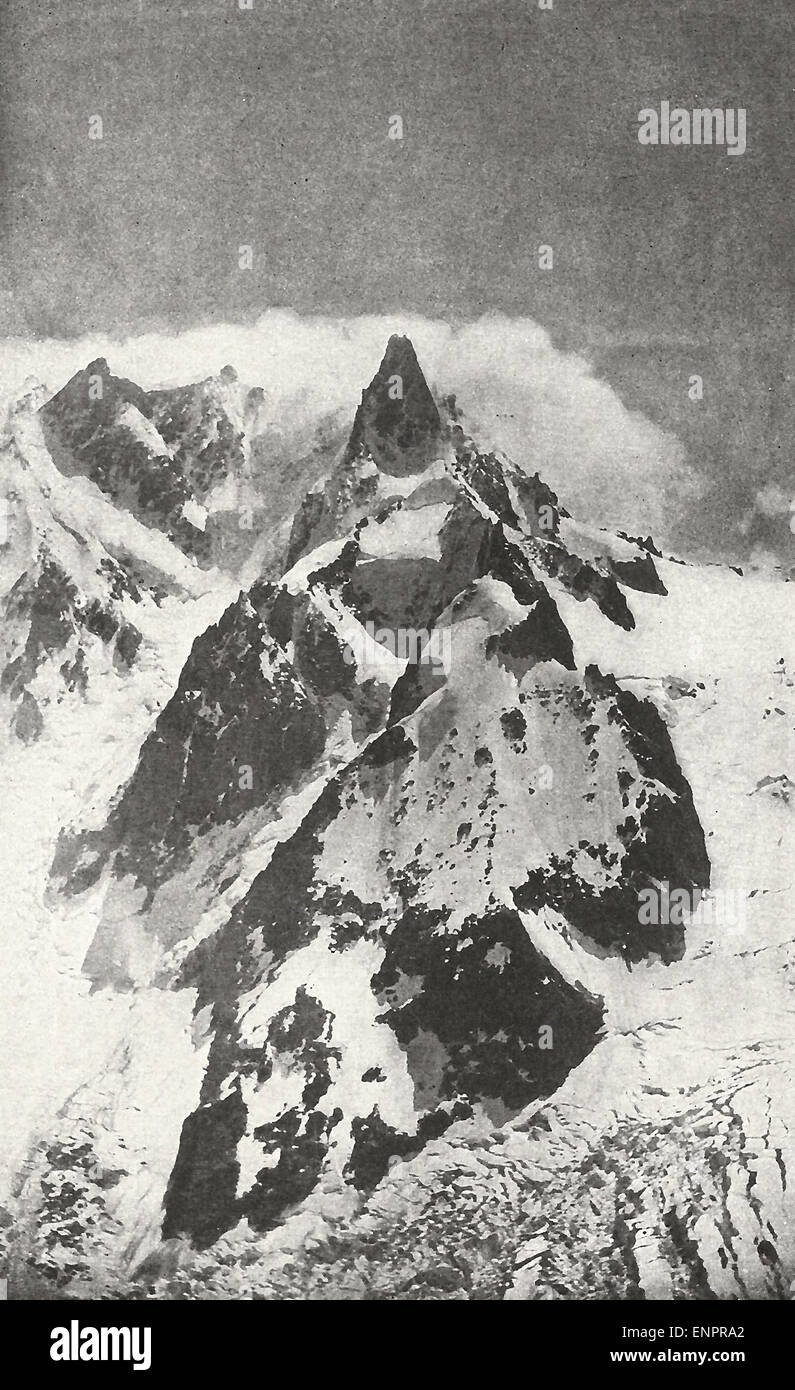 The Dent du Geant, or Giant's Tooth as seen from the summit of the Dent ...