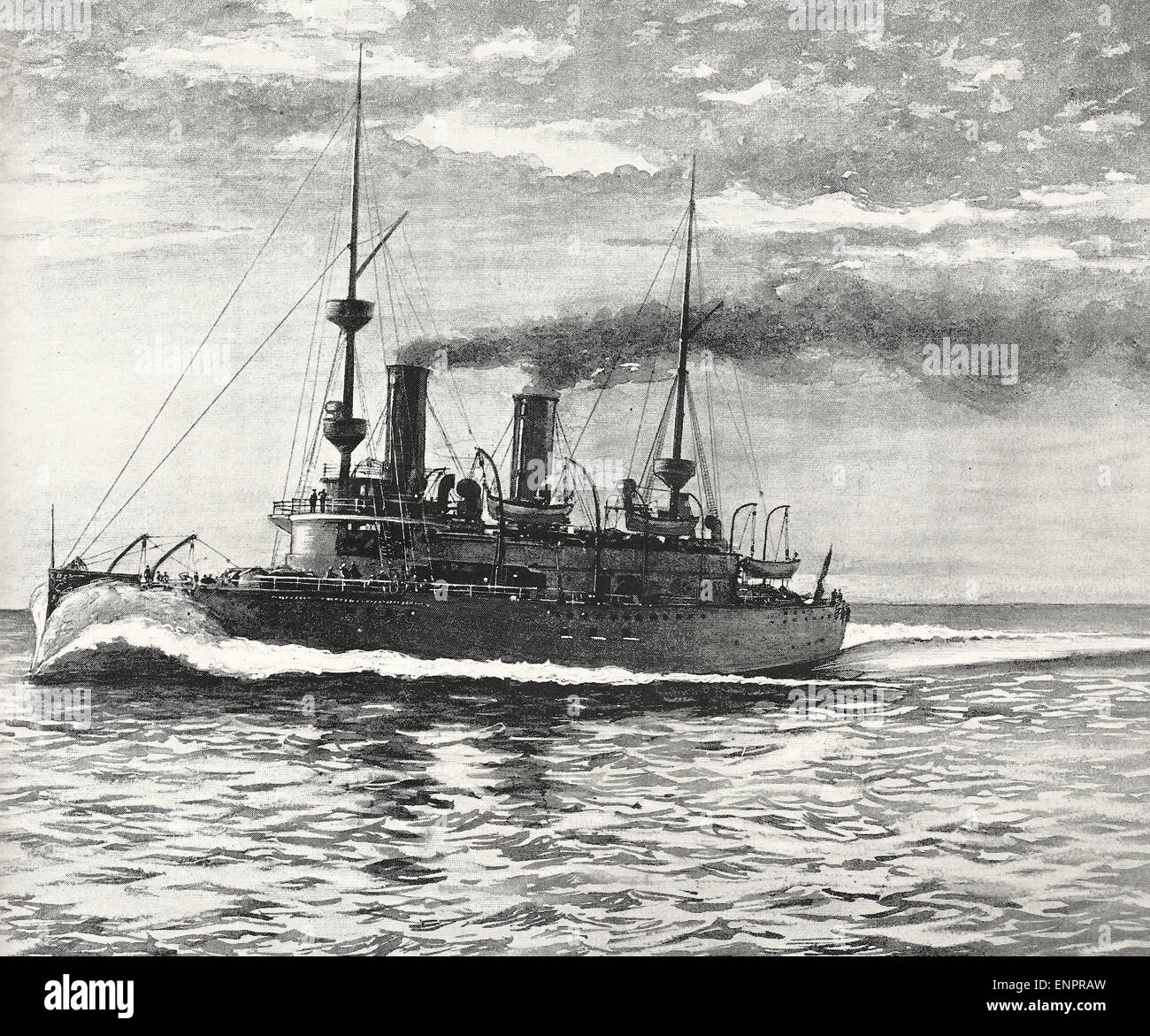 Trial trip of the United States Cruiser Olympia, circa 1895 Stock Photo ...