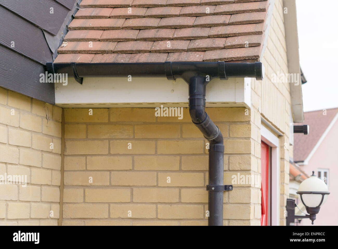 Roof Guttering horizontal view closeup Stock Photo - Alamy