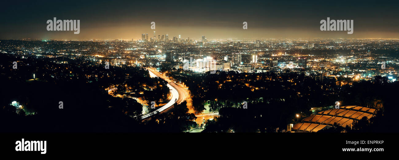 Los Angeles at night with urban buildings Stock Photo - Alamy