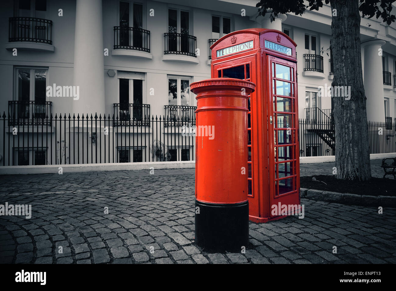 Telephone box and mail box in London street Stock Photo - Alamy