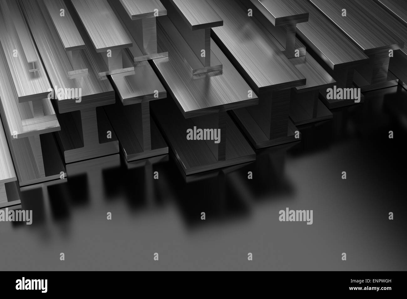 Steel Profiles on black background Stock Photo - Alamy
