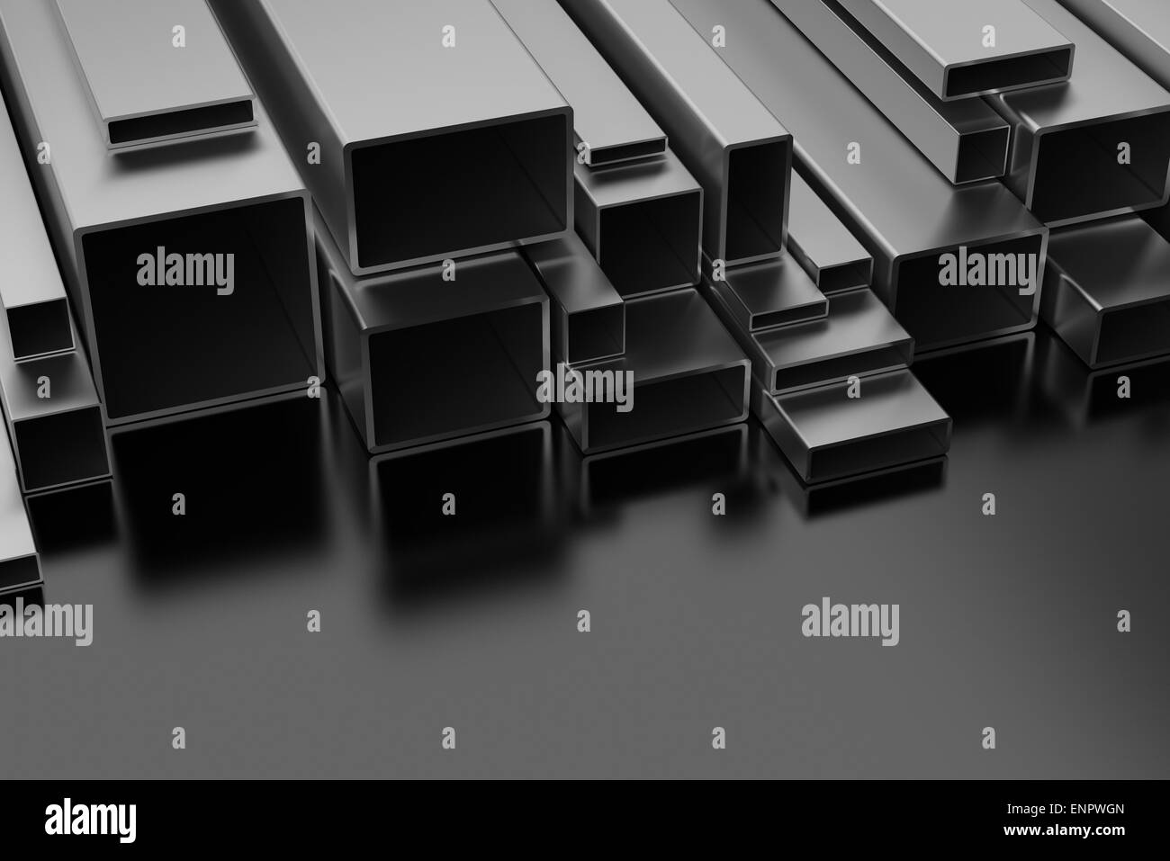 Steel Profiles on black background Stock Photo - Alamy