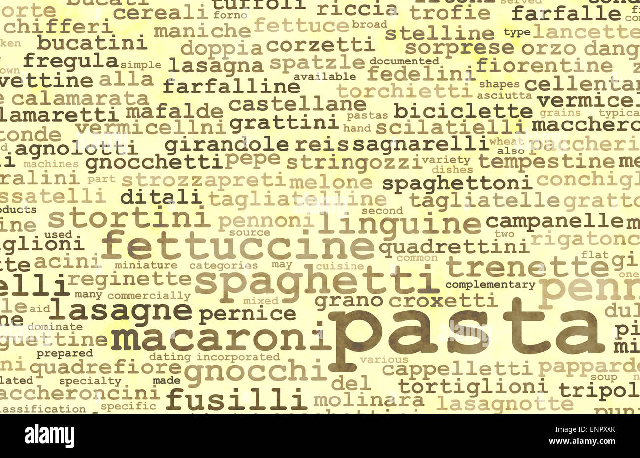 Pasta Types and Assorted Variety of Pastas Stock Photo - Alamy