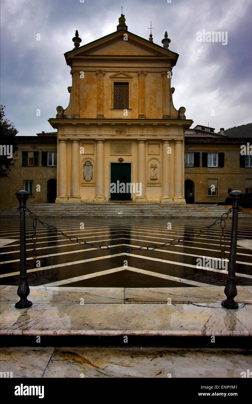 the colored facade in the old church chiavari italy Stock Photo - Alamy