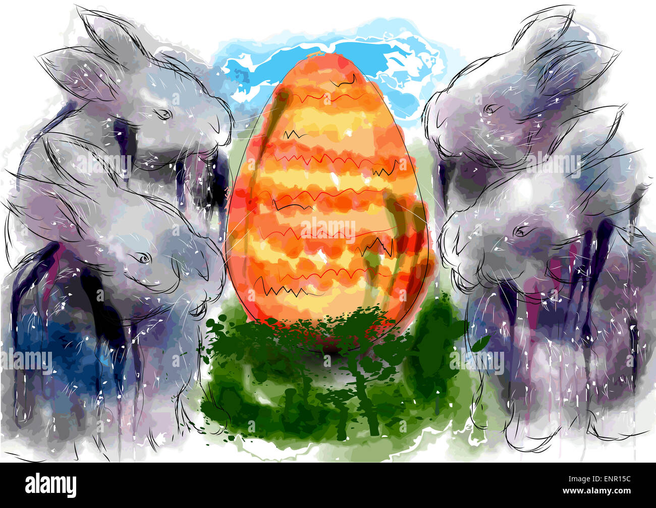 rabbits and egg Stock Photo - Alamy
