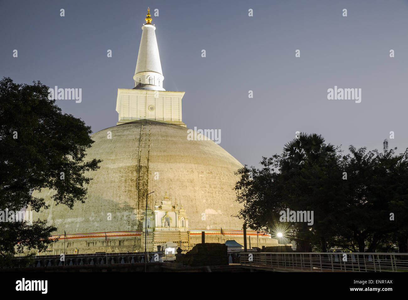 Ruwanwelisaya stupa under lights at night, Anuradhapura Sri Lanka 140 ...