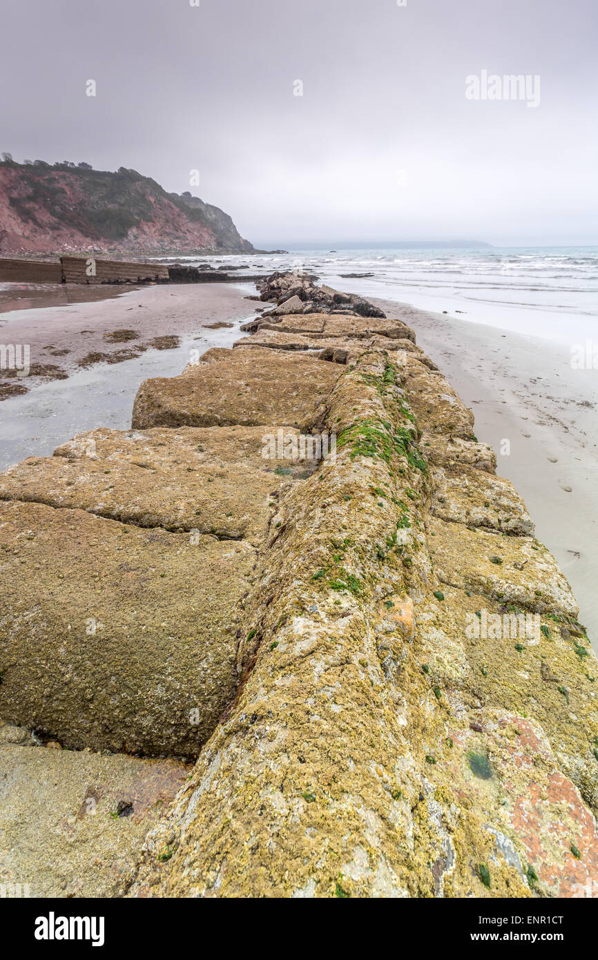 Charlestown beach looking towards the cliffs in cornwall england uk ...