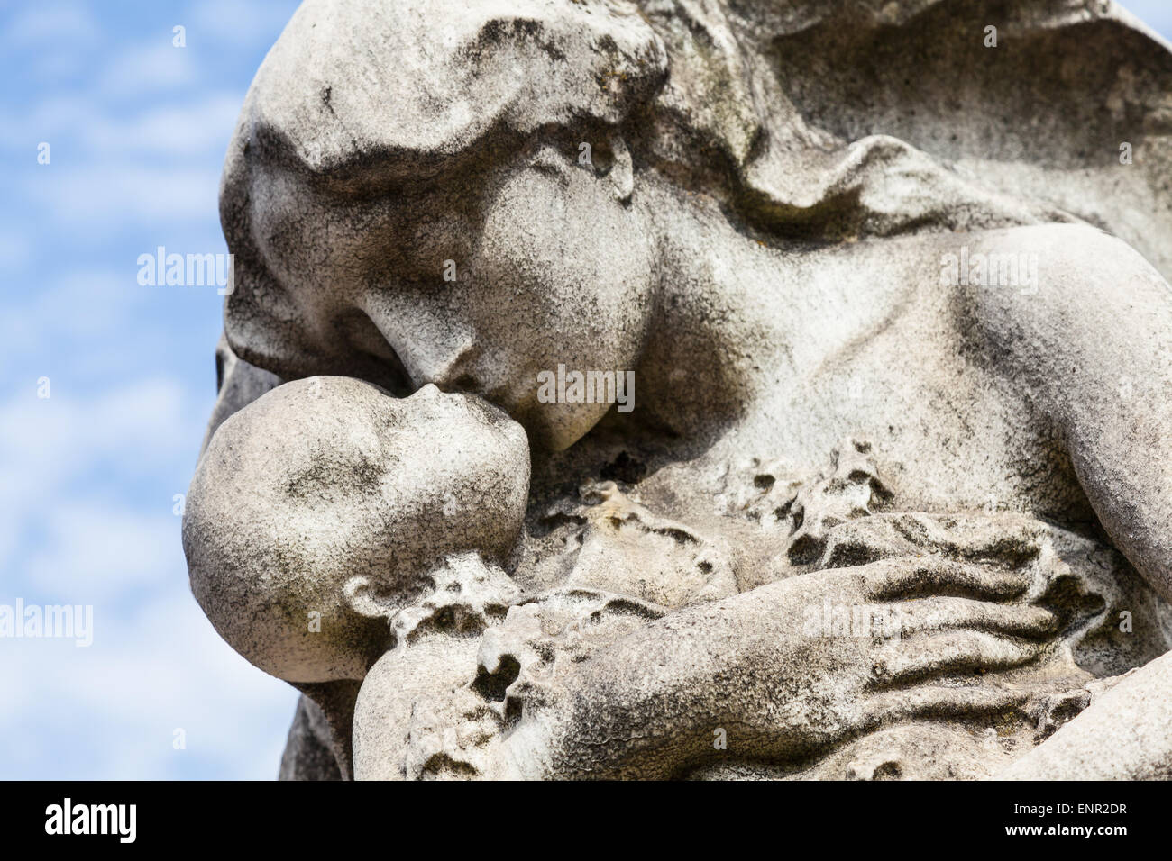 Cemetery statue in Italy, made of stone - more than 100 years old Stock ...