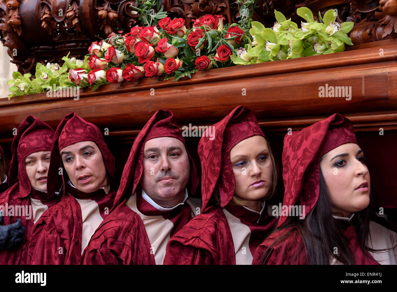 Procession of Brotherhood Paso Encarnado at Good Friday procession of ...