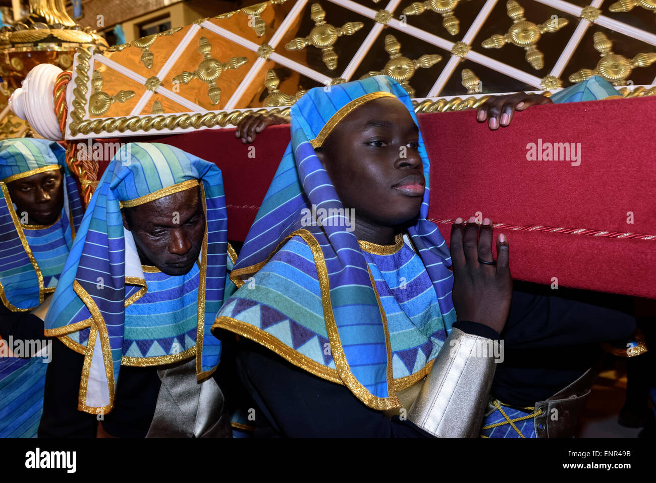 Throne at Good Friday procession of Semana Santa (Holy week) in Lorca ...