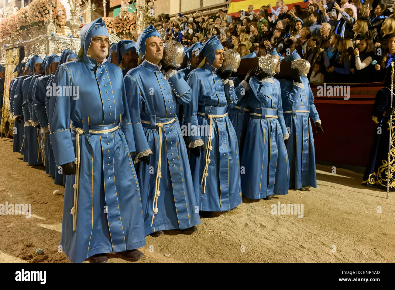 Throne Virgen de los Dolores at Good Friday procession of Semana Santa ...