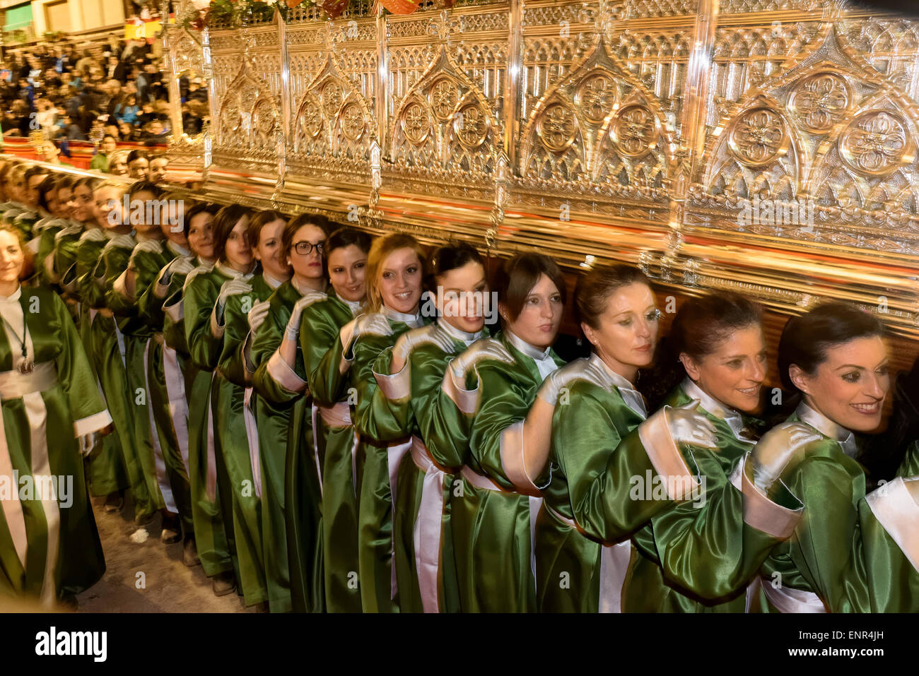 Throne at Good Friday procession of Semana Santa (Holy week) in Lorca ...