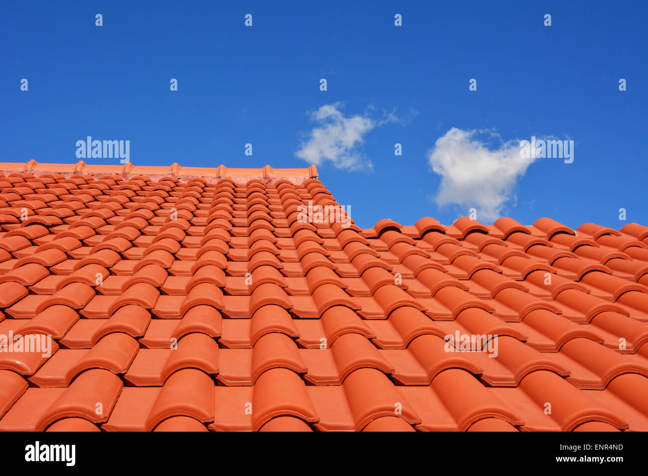 red roof texture tile and blue sky with cloud in background Stock Photo ...
