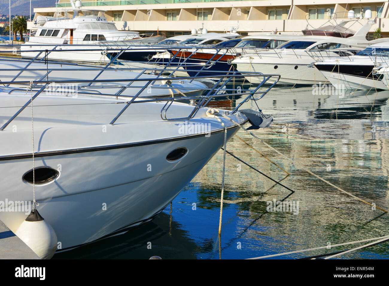 Boats bows in marina near Split, Croatia Stock Photo - Alamy