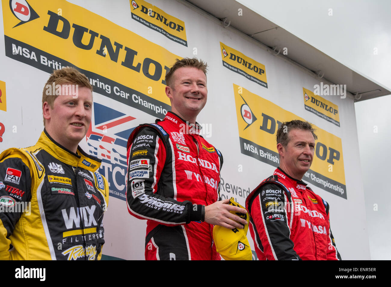 Thruxton, Andover, HAMPSHIRE, UK. 10th May, 2015. From left to right ...